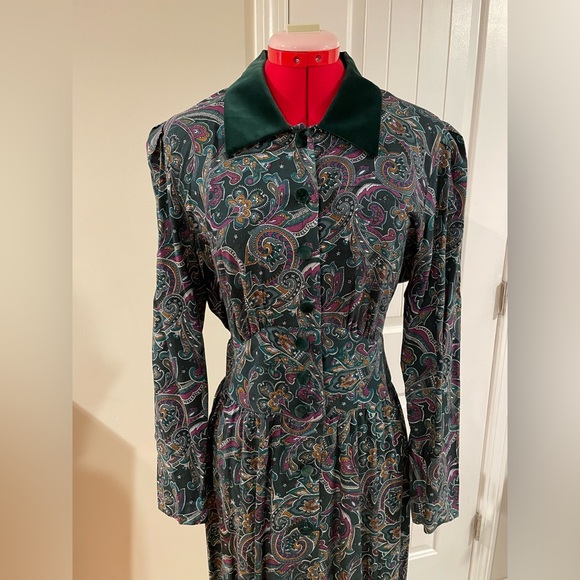 Vintage | Dresses | Vintage 98s Karin Stevens Paisley Printed Button ...